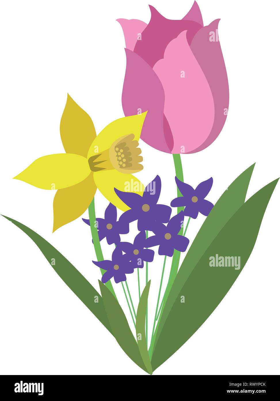 Beautiful flowers with leaves cartoon Stock Vector Image & Art - Alamy