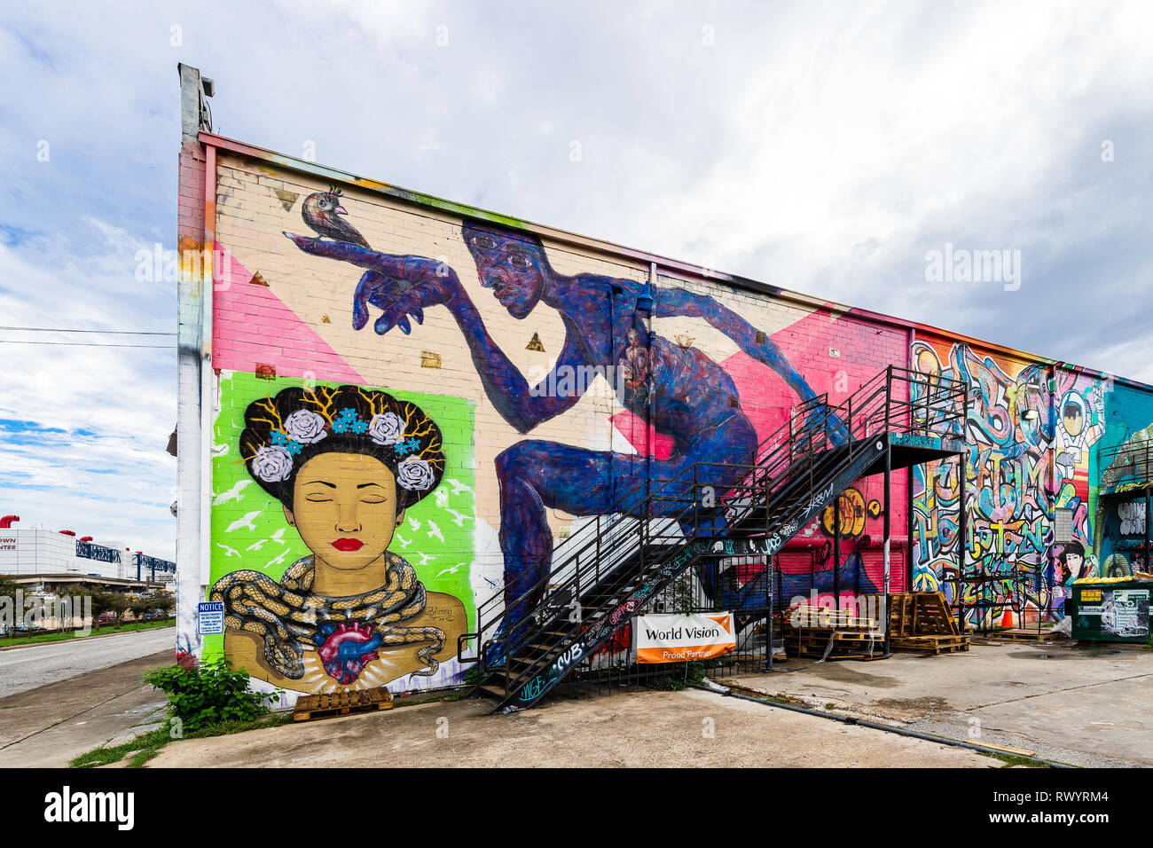 Graffiti by some talented artists in Downtown Houston, TX Stock Photo ...