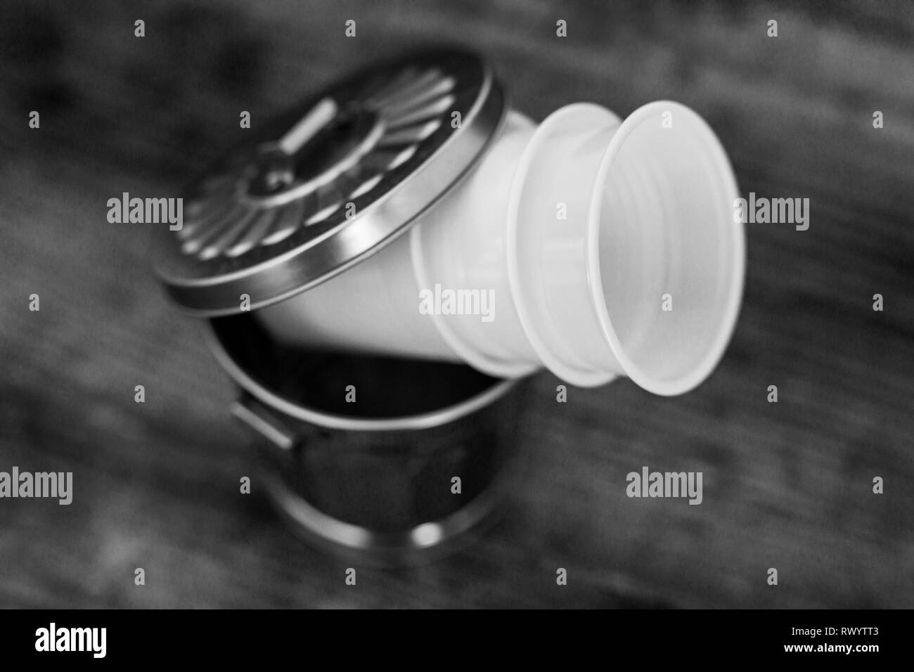 concept of banning or reducing single-use plastic, disposable cups and ...