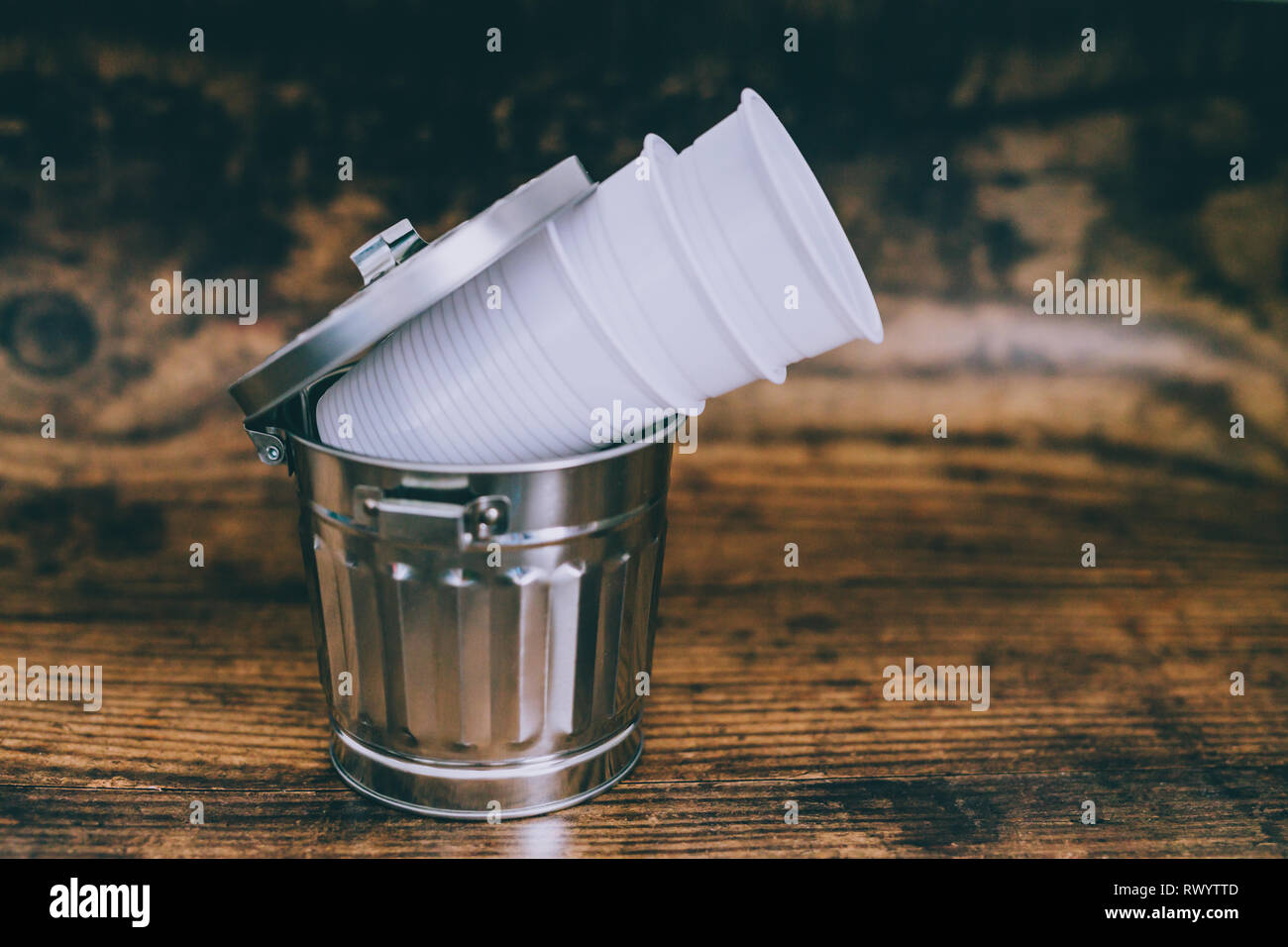 concept of banning or reducing single-use plastic, disposable cups and ...