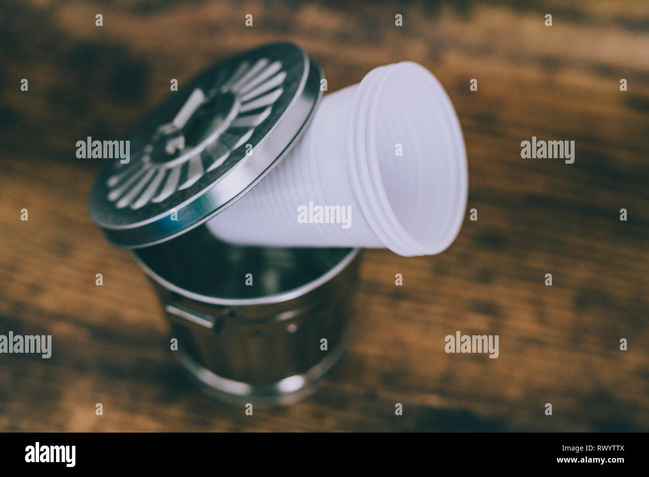 concept of banning or reducing single-use plastic, disposable cups and ...