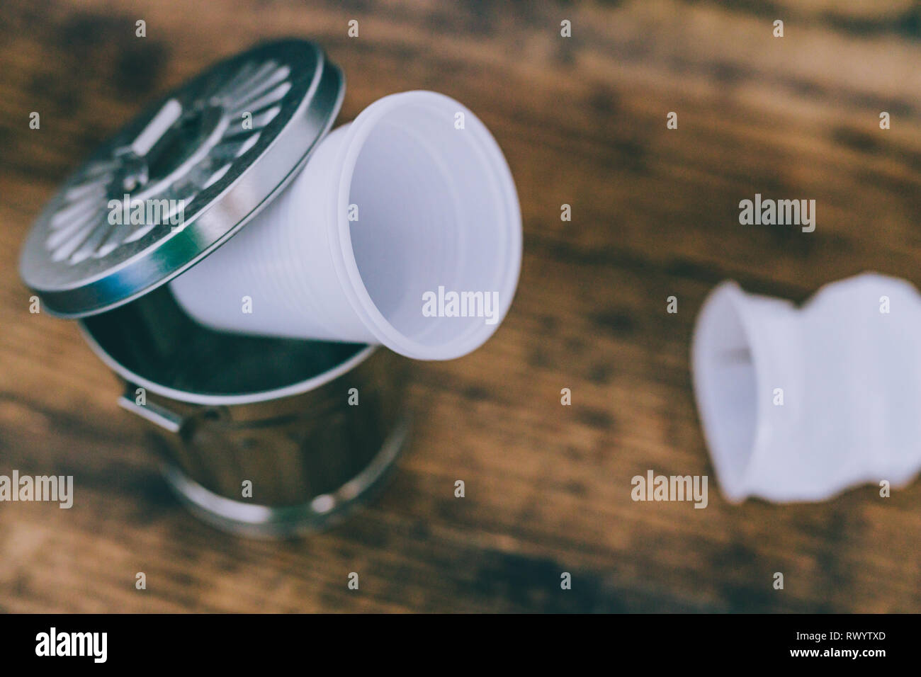 concept of banning or reducing single-use plastic, disposable cups and ...