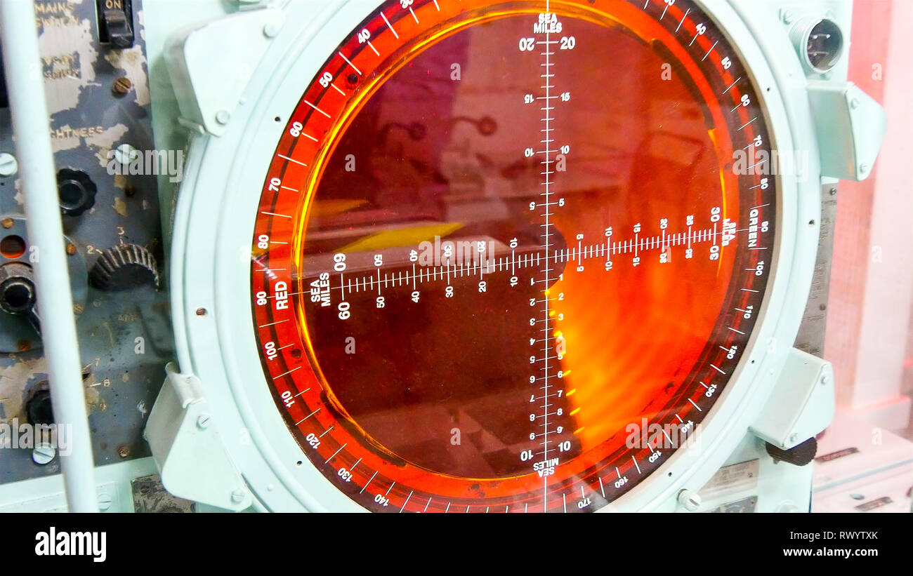 The red orange radar turning around. The radar is used to get some ...