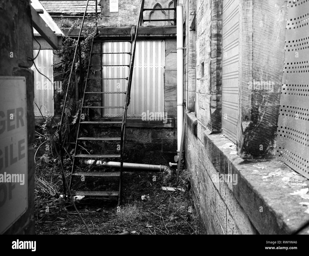 Black fire escape Black and White Stock Photos & Images - Alamy