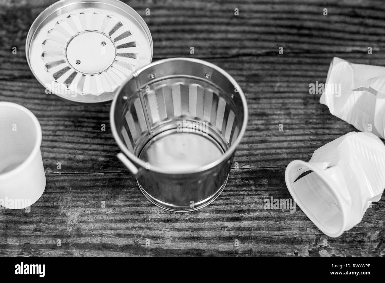 concept of banning or reducing single-use plastic, disposable cups and ...