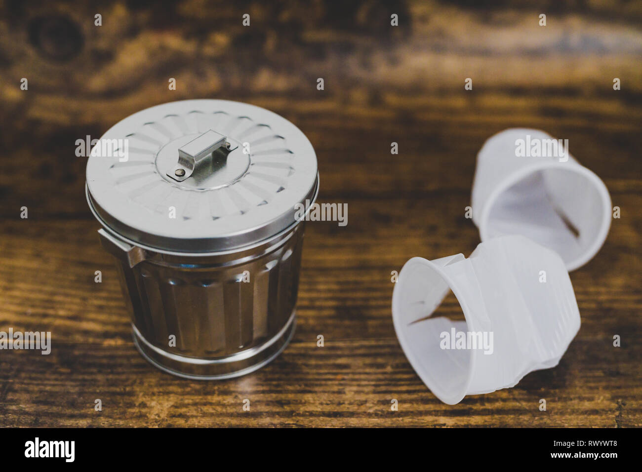 concept of banning or reducing single-use plastic, disposable cups and ...