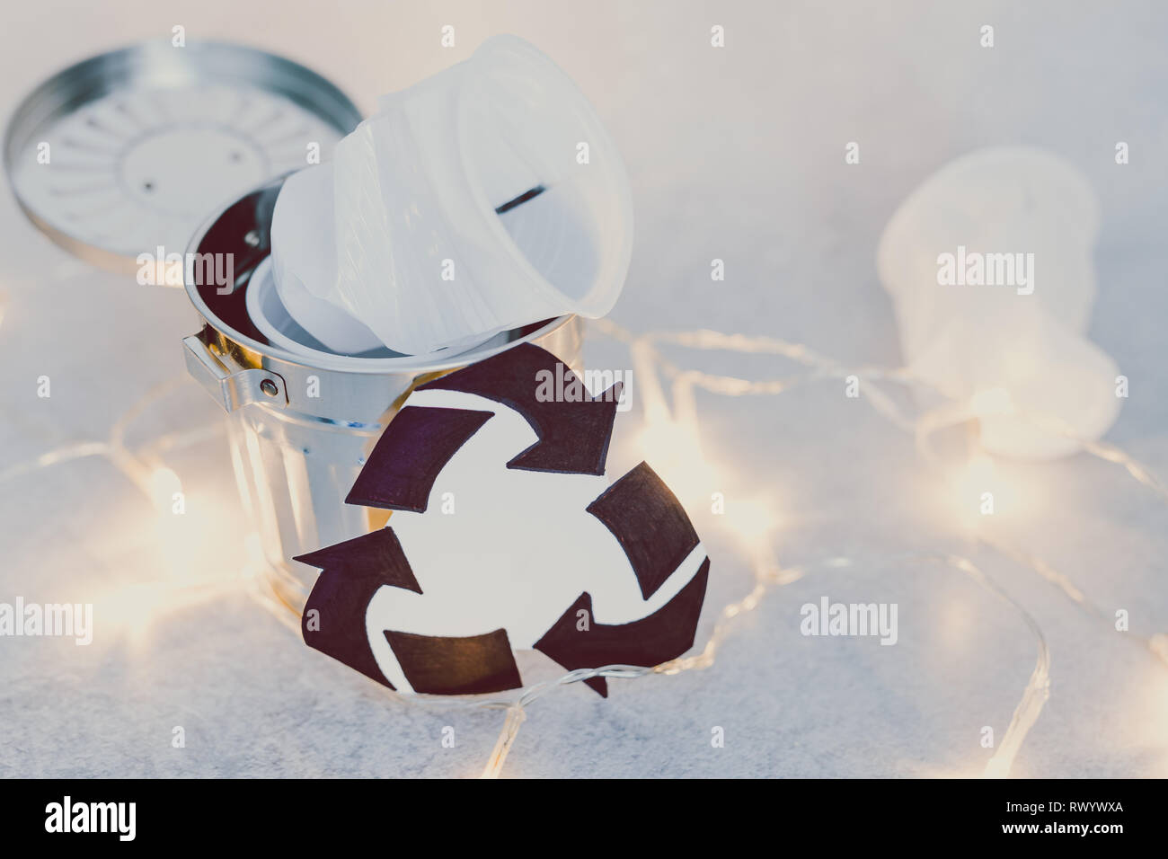 concept of banning or reducing single-use plastic, disposable cups and ...