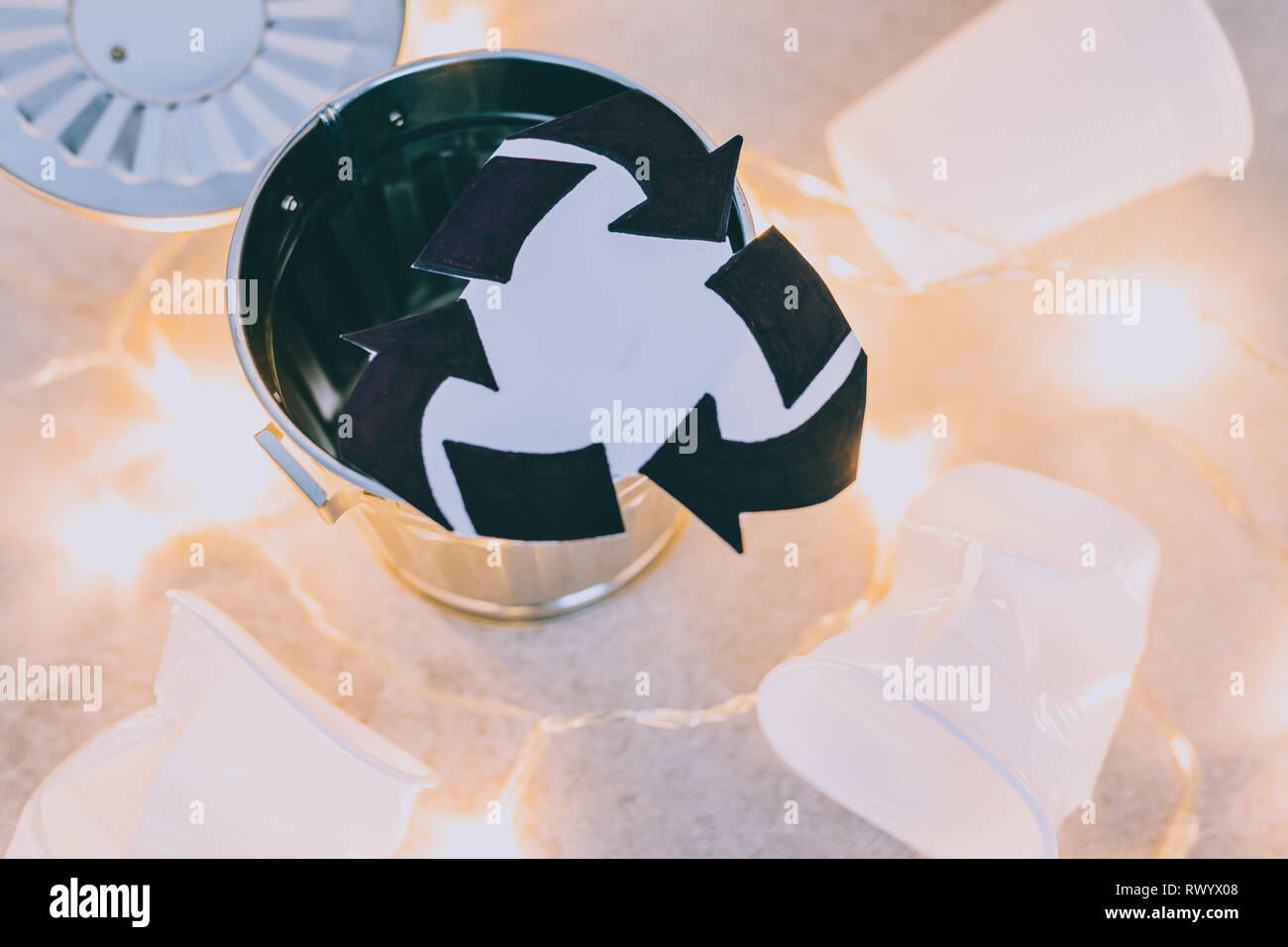 concept of banning or reducing single-use plastic, disposable cups and ...