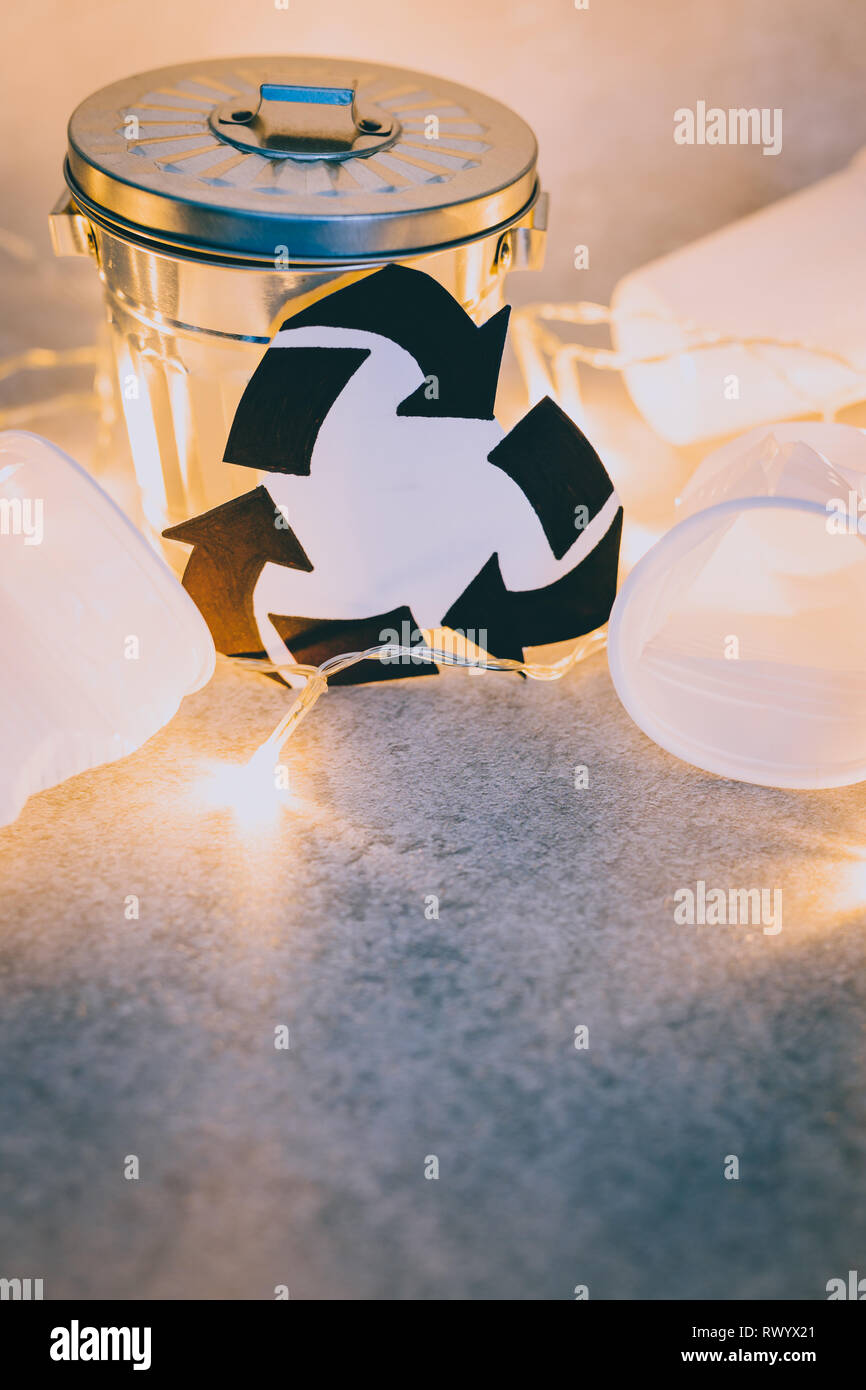 concept of banning or reducing single-use plastic, disposable cups and ...