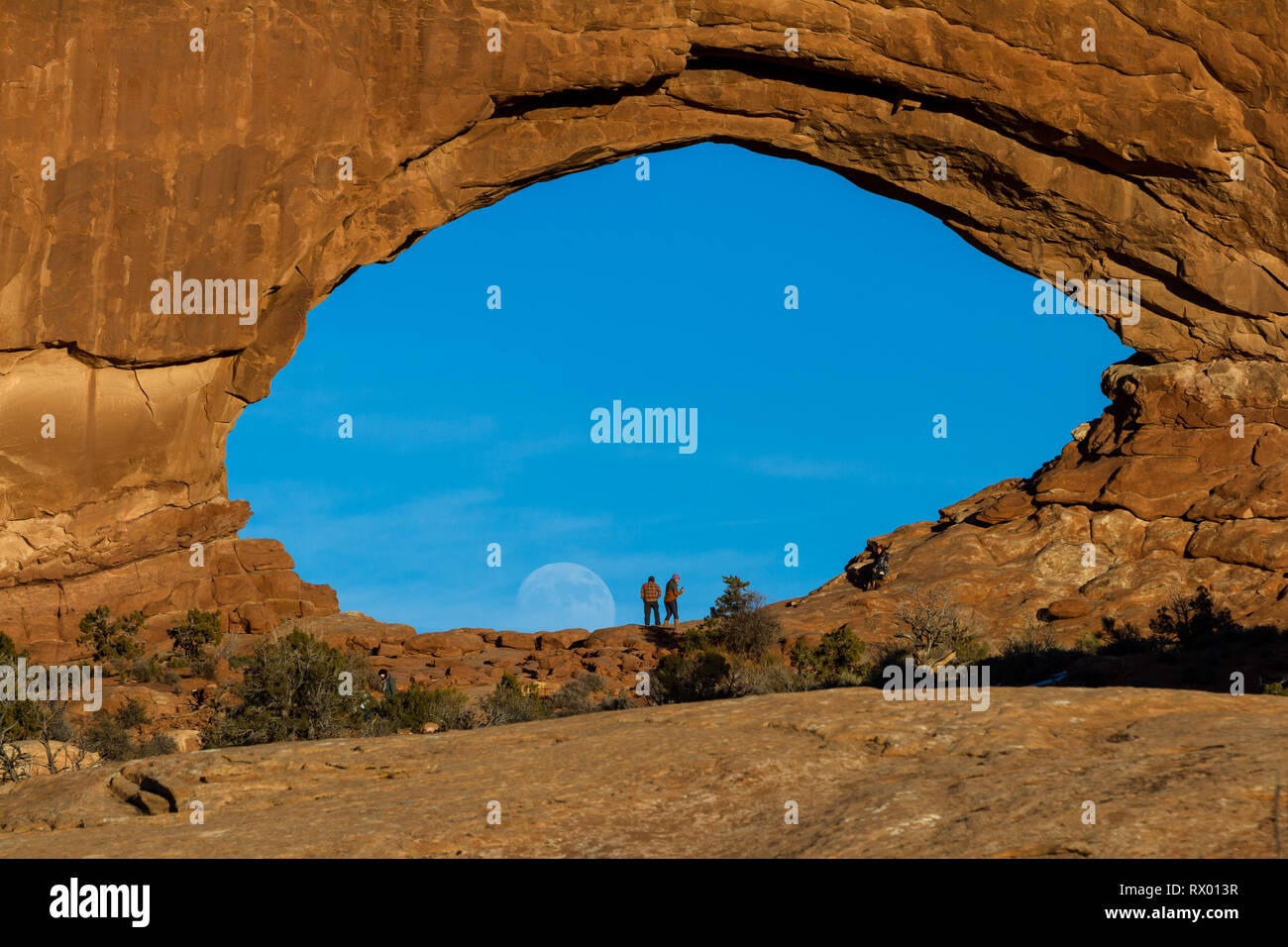 Arches national park full moon utah hi-res stock photography and images ...