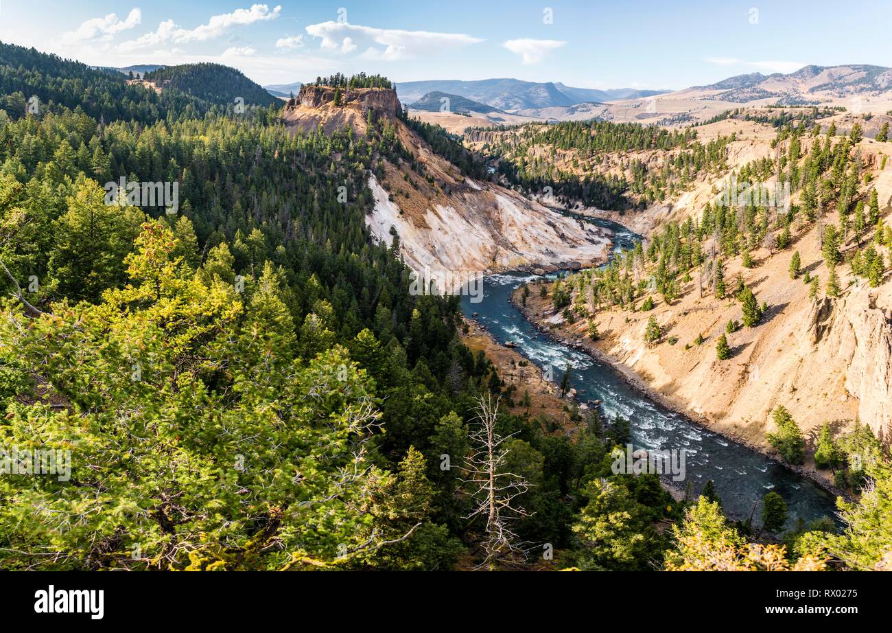 View from Calcite Springs Overlook to Yellowstone River, The Narrows ...