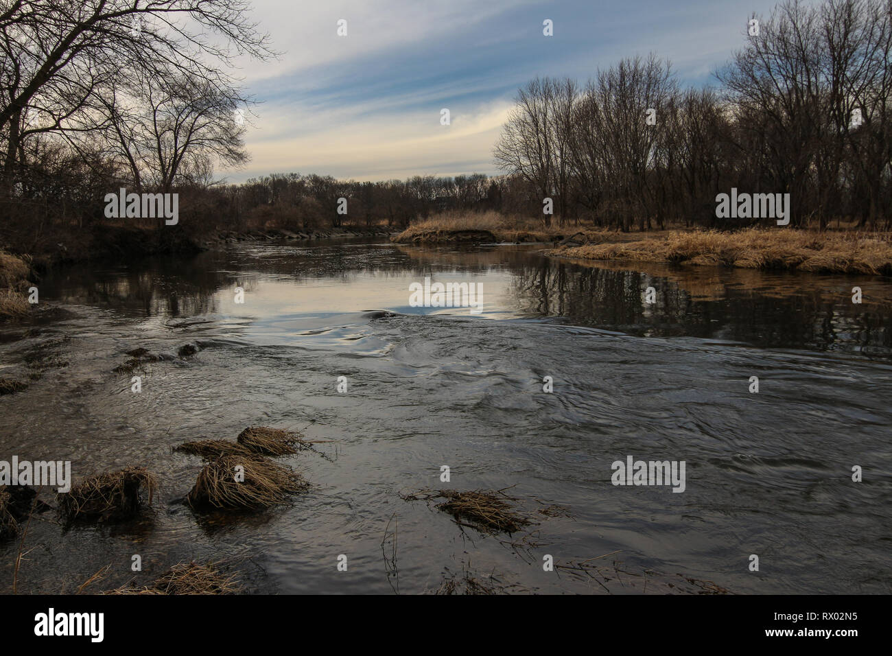 river flowing through trees and fields Stock Photo - Alamy