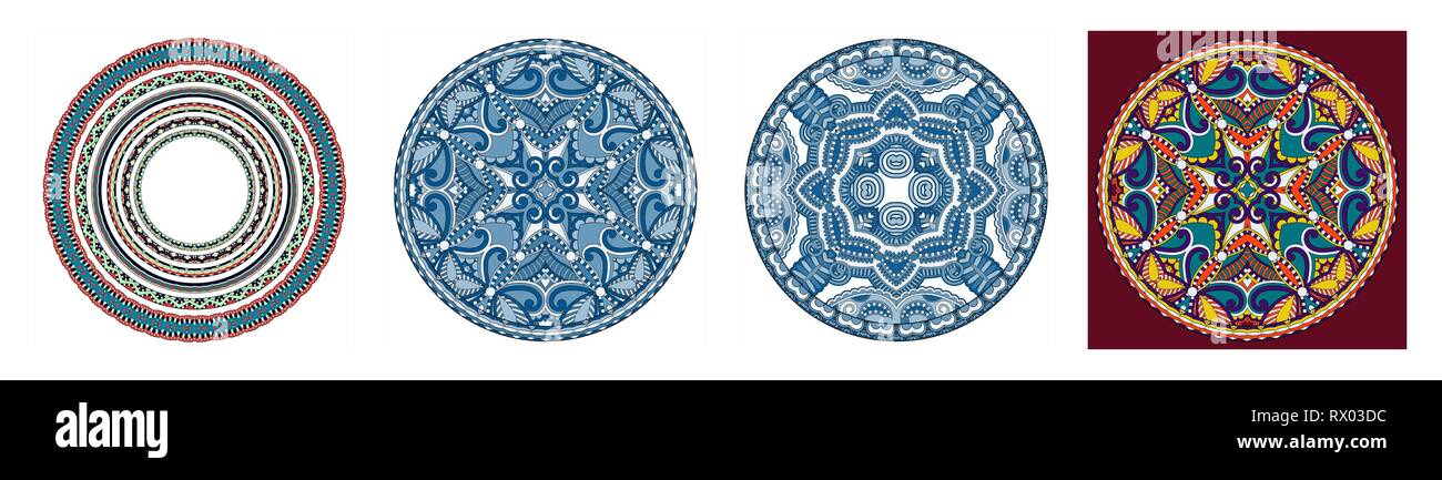 decorative design of circle dish template, round geometric pattern ...