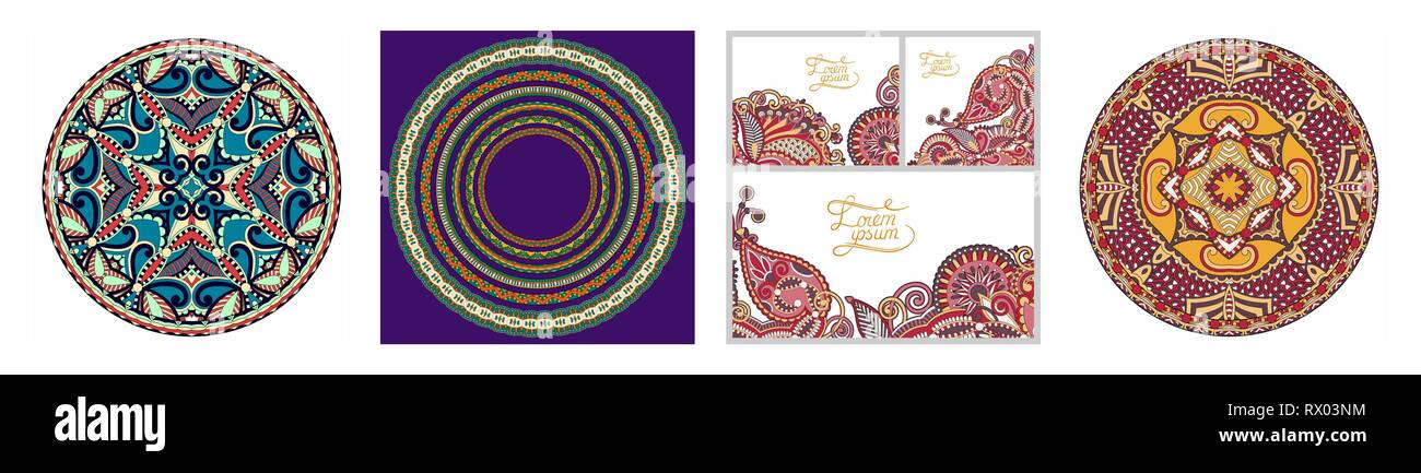 decorative design of circle dish template, round geometric pattern ...