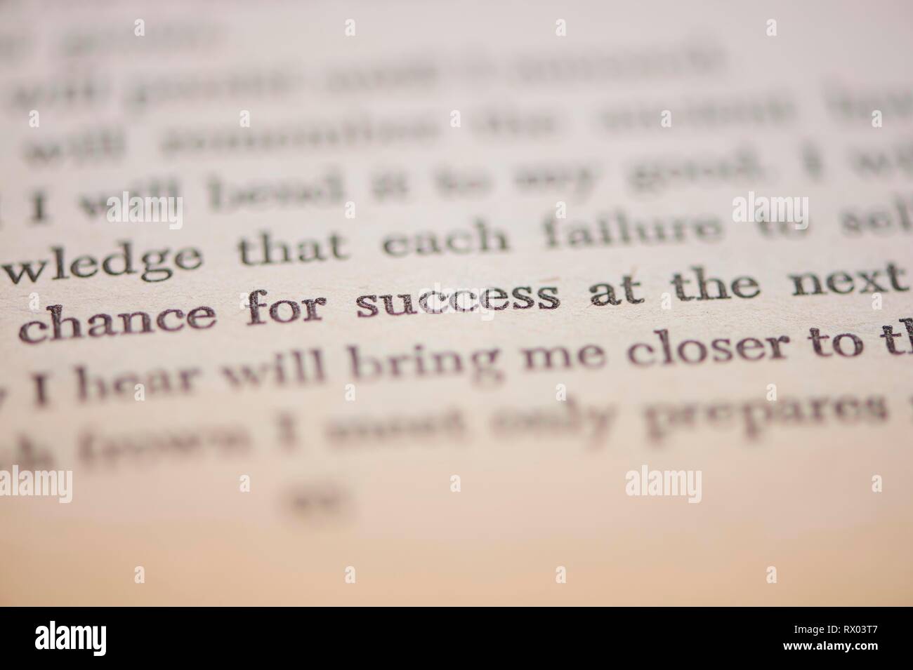 Chance for success, written in a book, symbol picture, Germany Stock ...