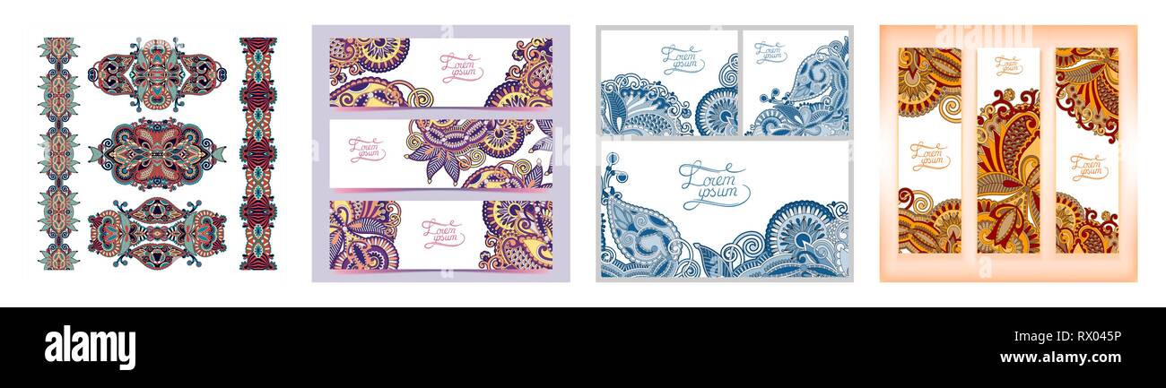 set of decorative flower template banner, card Stock Vector Image & Art ...