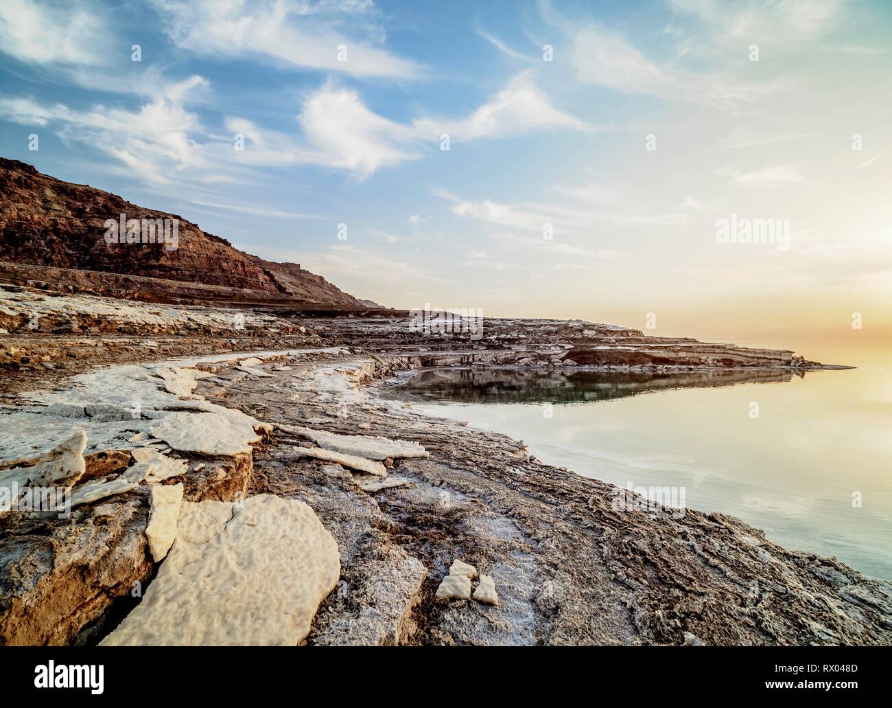 Salt Formations on the shore of the Dead Sea at sunset, Karak ...
