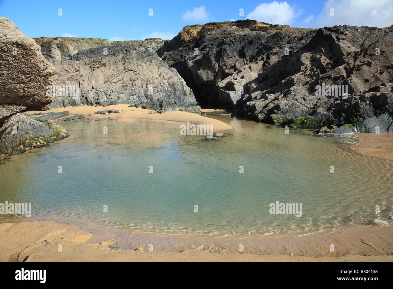 Treyarnon bay rock pools, North Cornwall, England,UK Stock Photo - Alamy