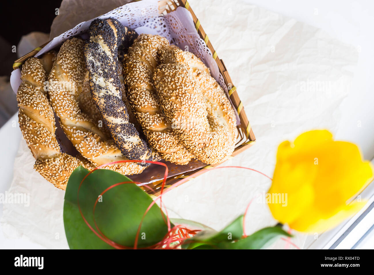 Traditional Turkish pastries - buns in the form of twisted bagels rings ...