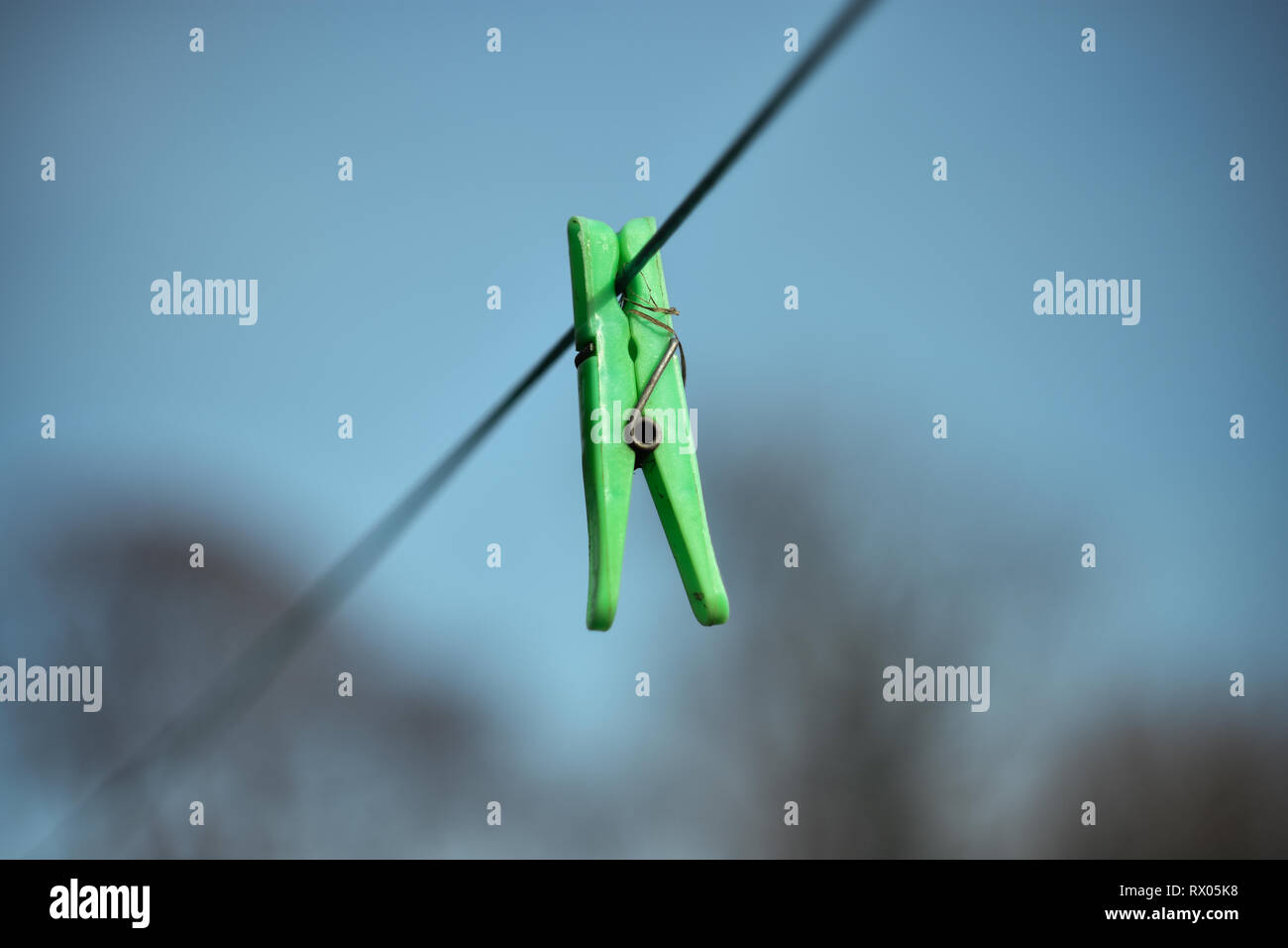 Clothes peg on washing line Stock Photo - Alamy