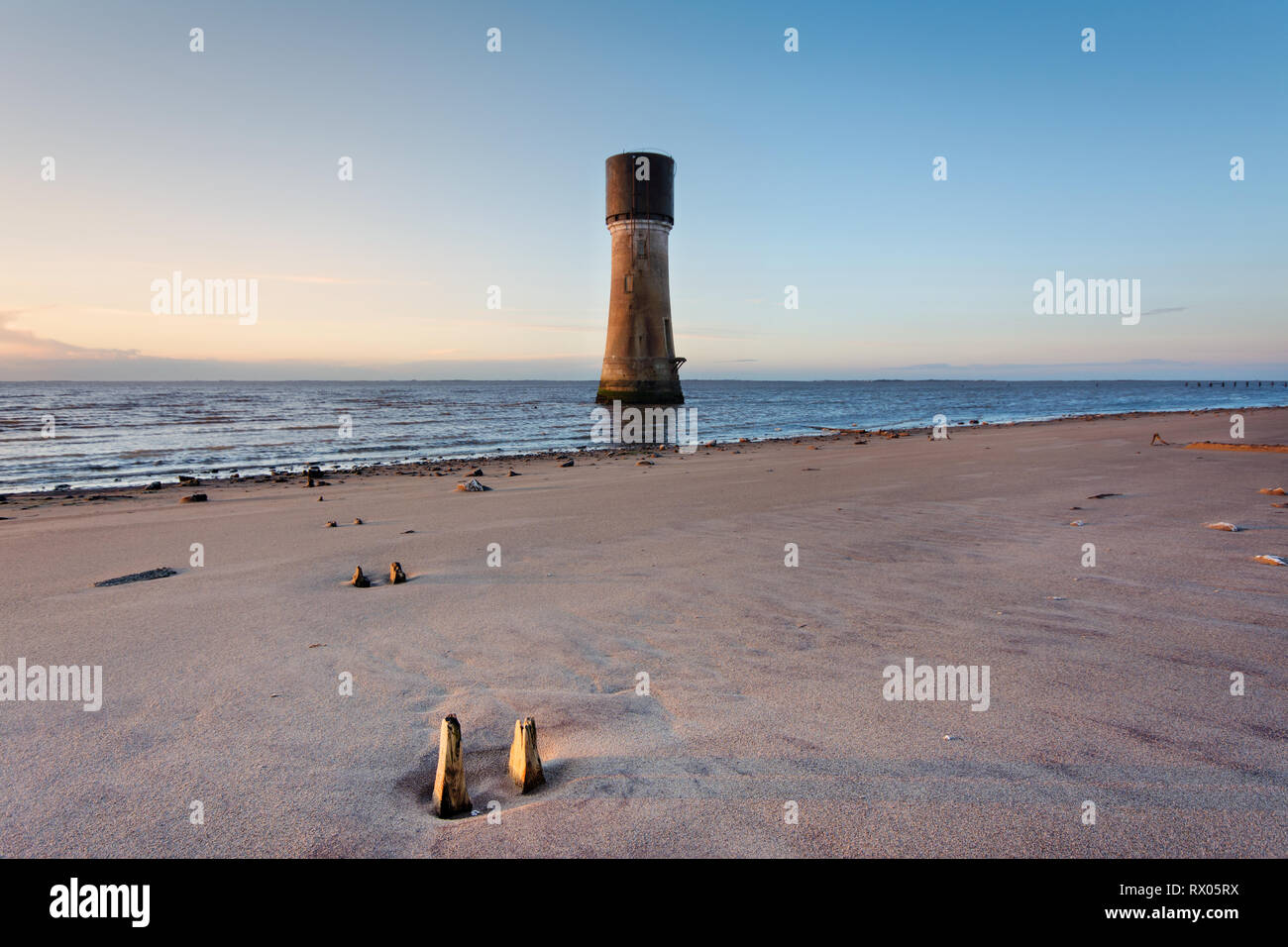 Sunset at lighthouse, tower, Spurn Head Stock Photo - Alamy