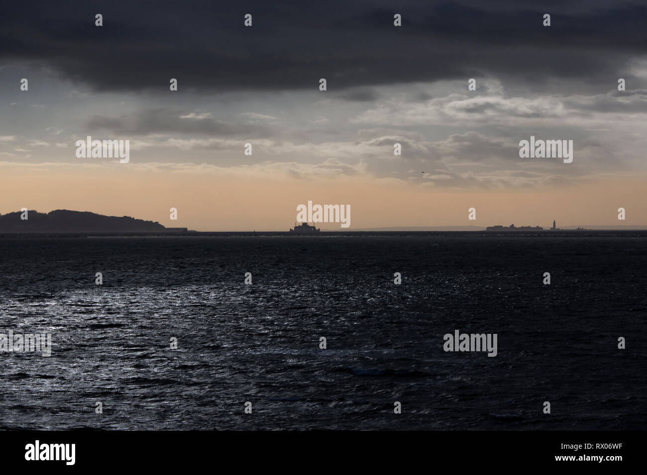 car,ferry,Wightlink,horizon,The Solent,route,storm,wind,silhouette, sea ...