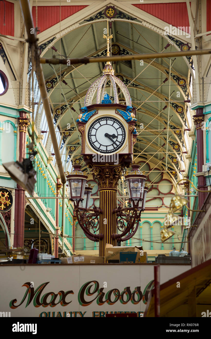 Central clock below the domed glass window and iron centre roof ...