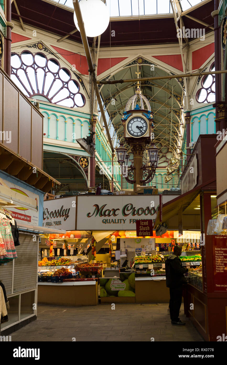Central clock below the domed glass window and iron centre roof ...