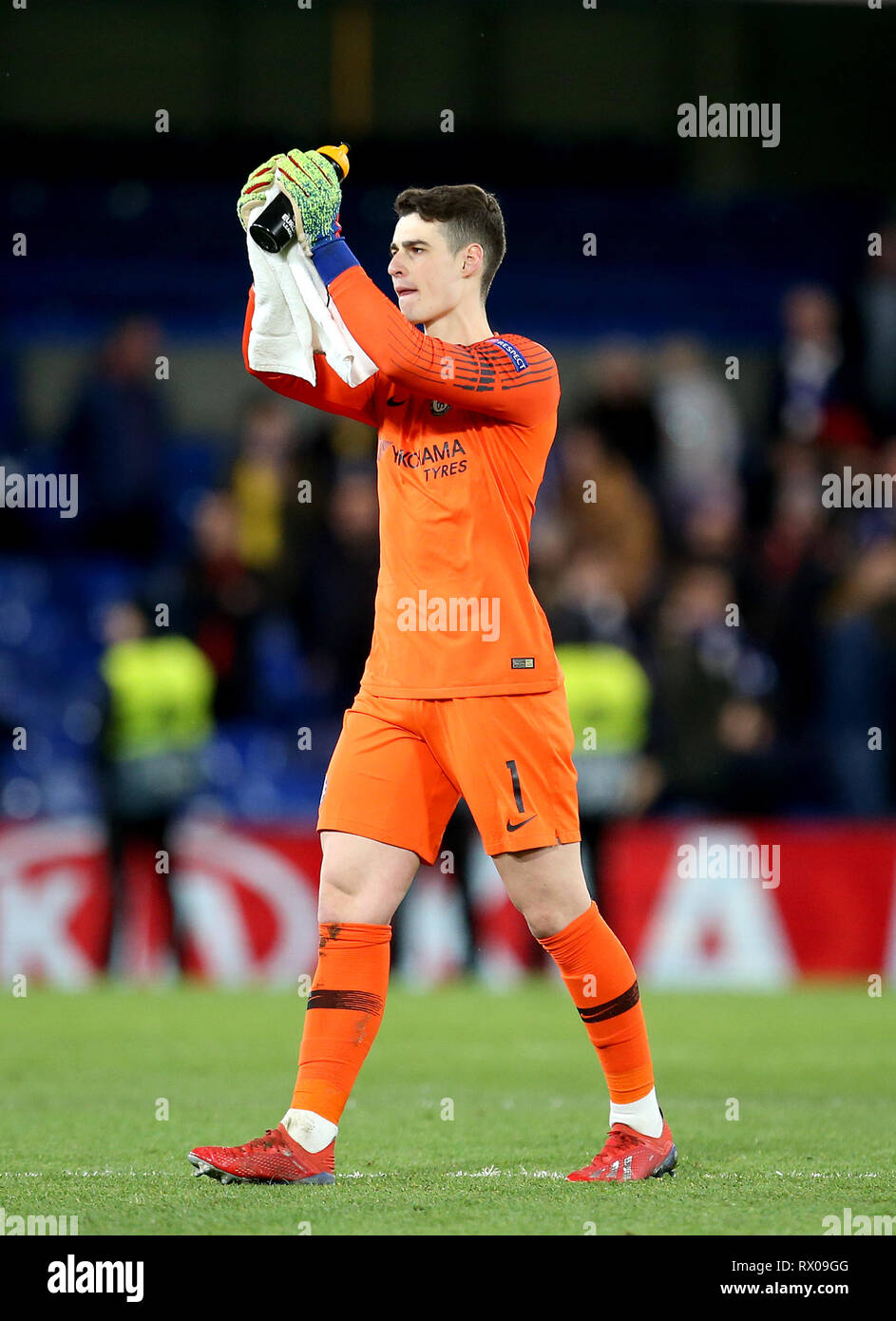 Chelsea goalkeeper Kepa Arrizabalaga celebrates after the final whistle ...
