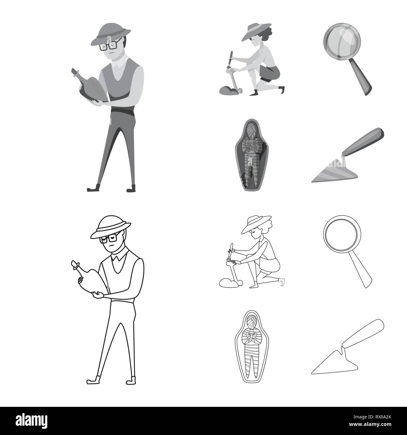 archaeologist,lens,mummy,tool,human,girl,glass,ancient,trowel,amphora ...