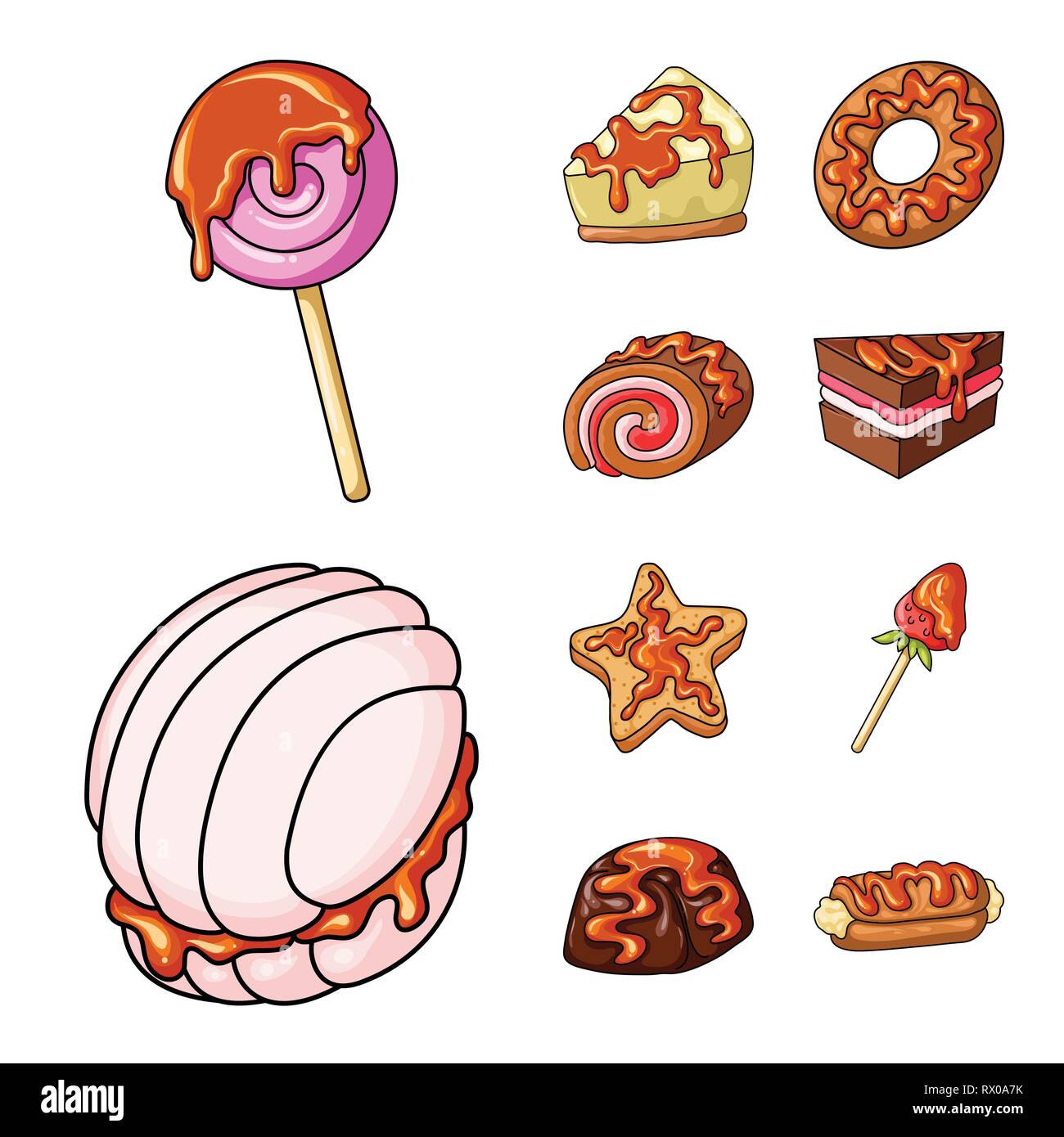 Isolated object of dessert and sweet sign. Set of dessert and food ...
