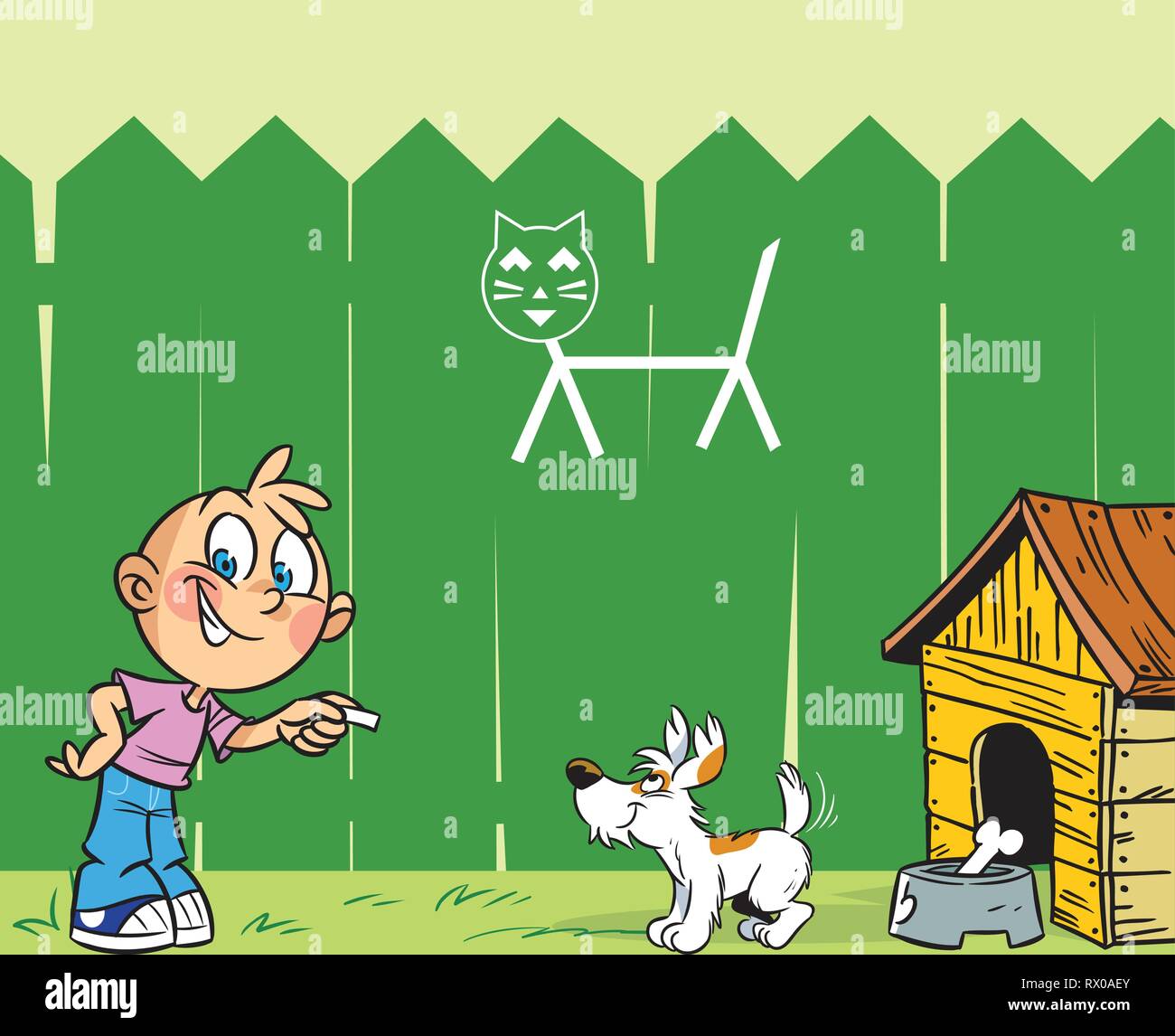 Boy with puppy Stock Vector Images - Alamy