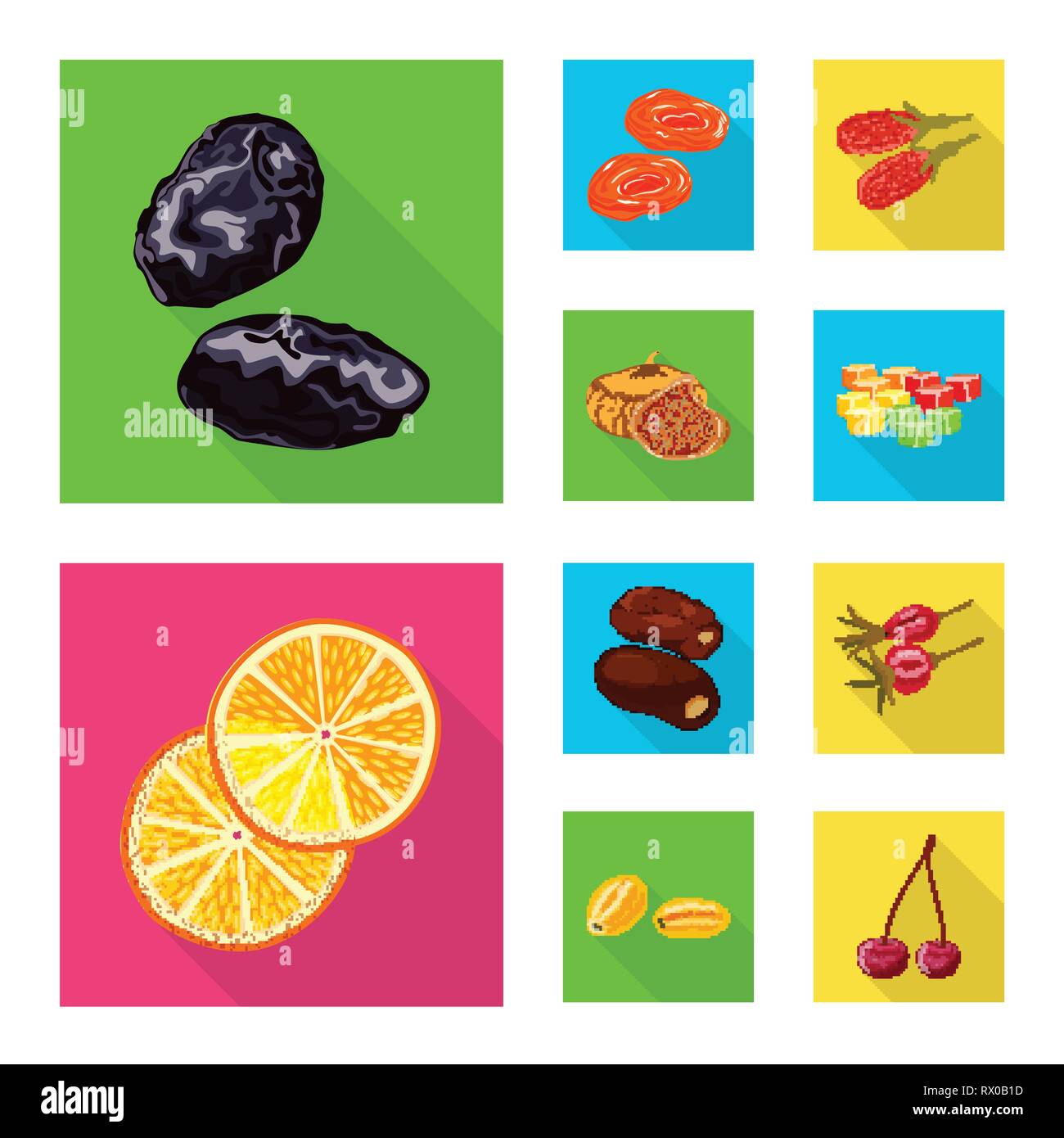 Isolated object of fruit and dried sign. Collection of fruit and food ...