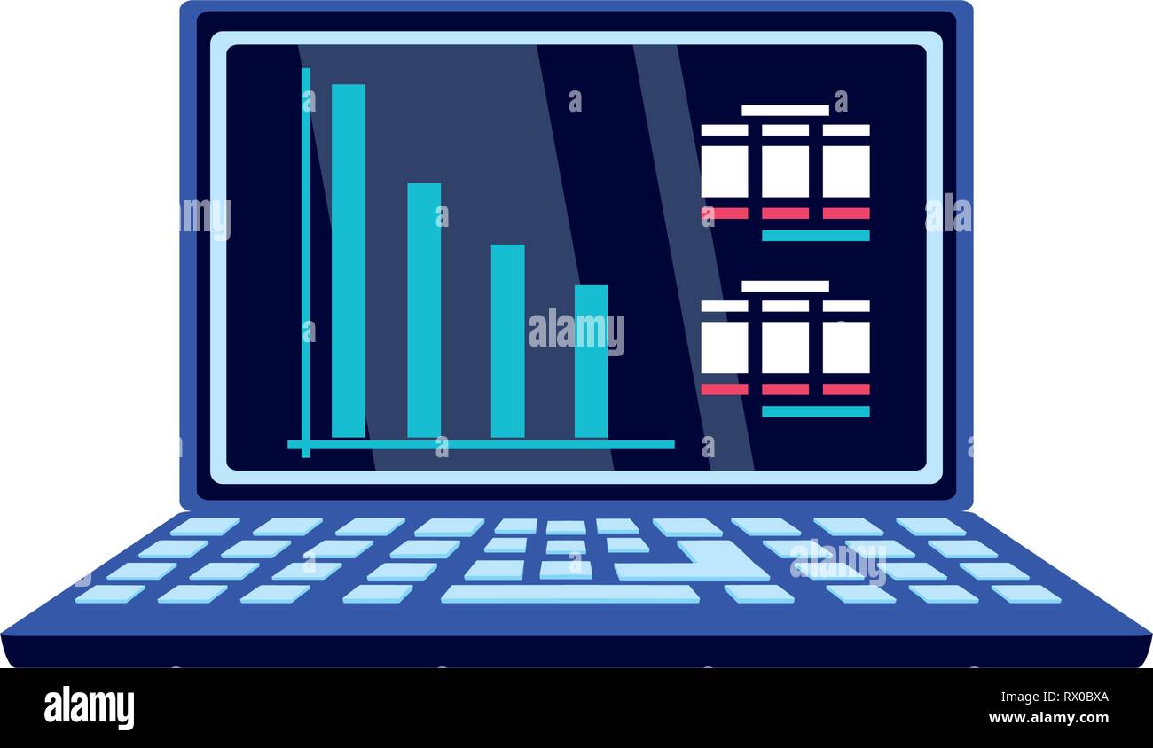 laptop computer with infographic vector illustration design Stock ...