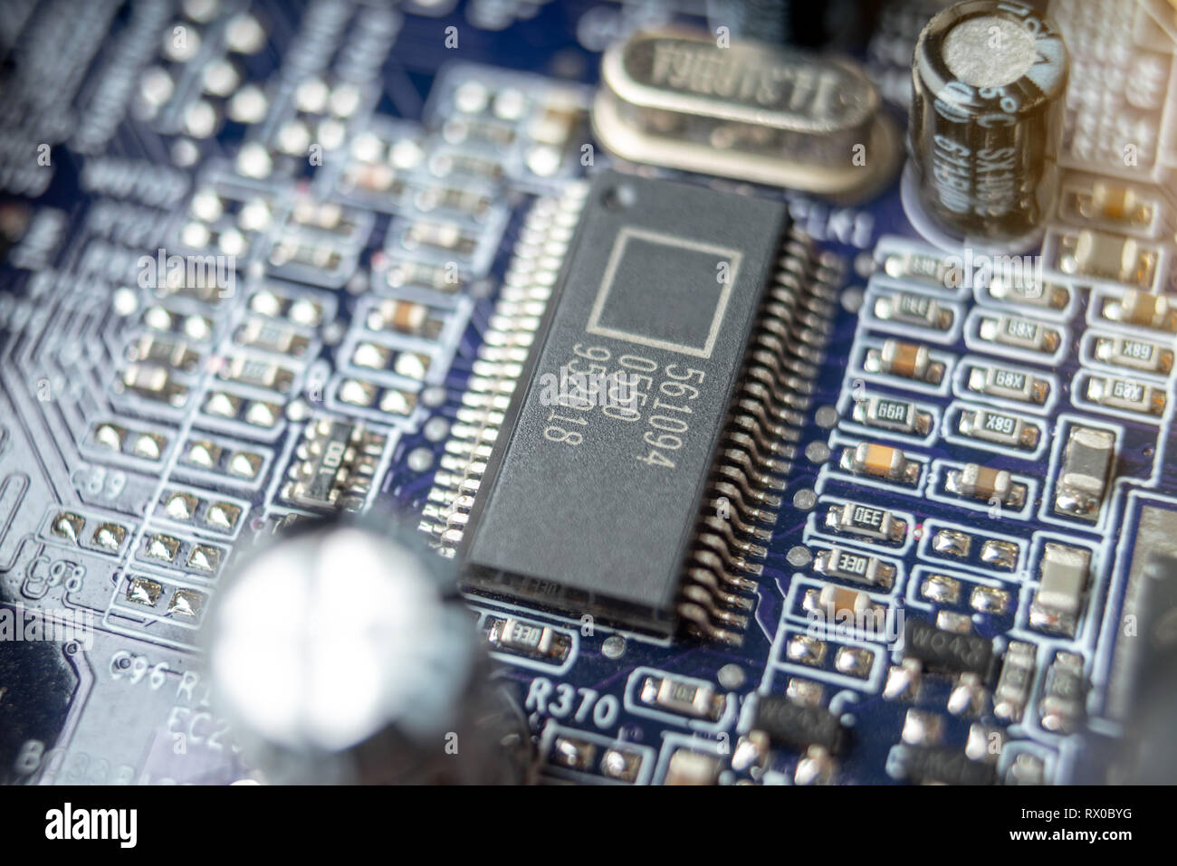 Electronic processor chip on the motherboard. The concept of high ...