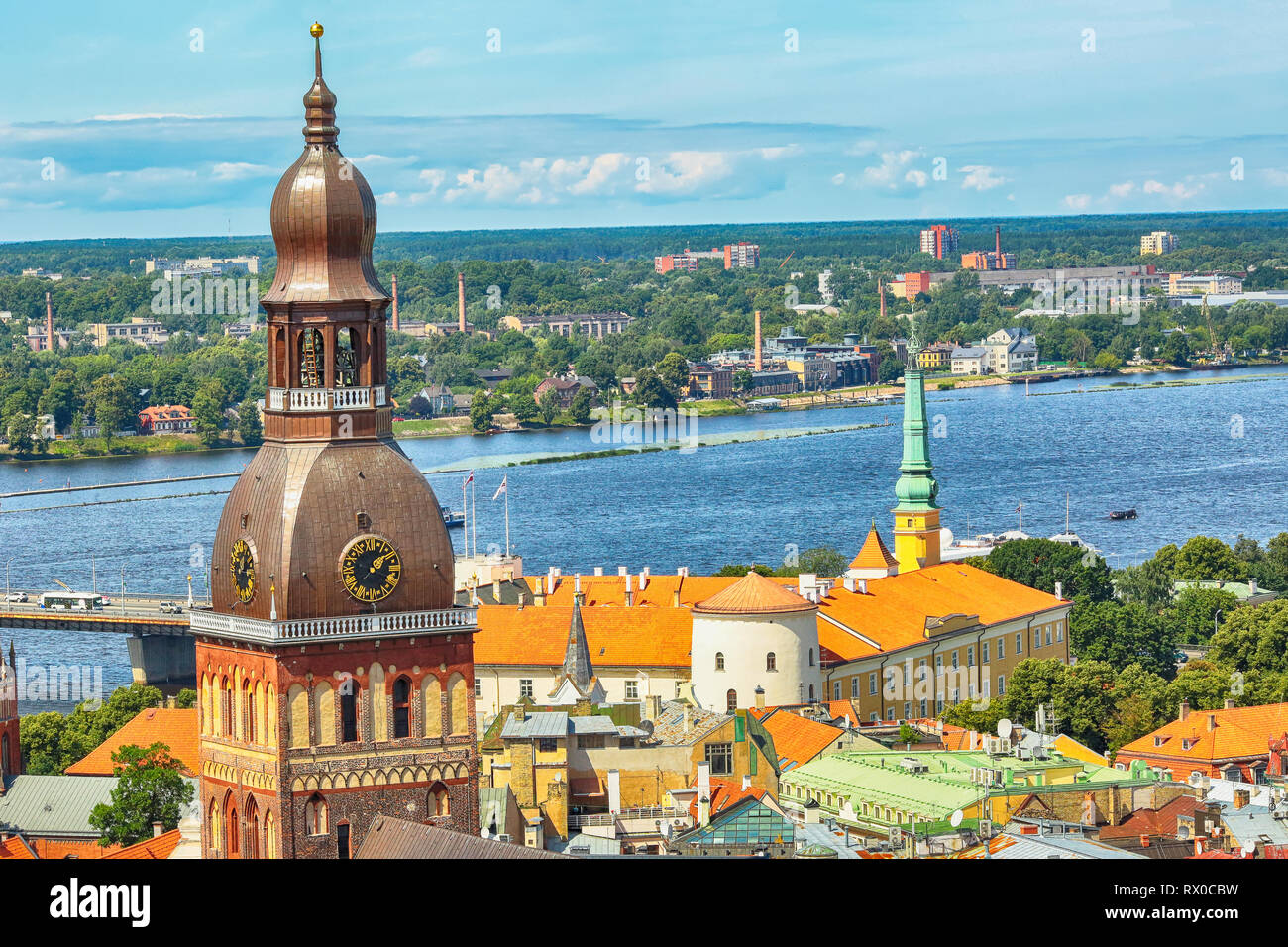 Aerial view of the historical center of the latvian capital Riga Stock ...