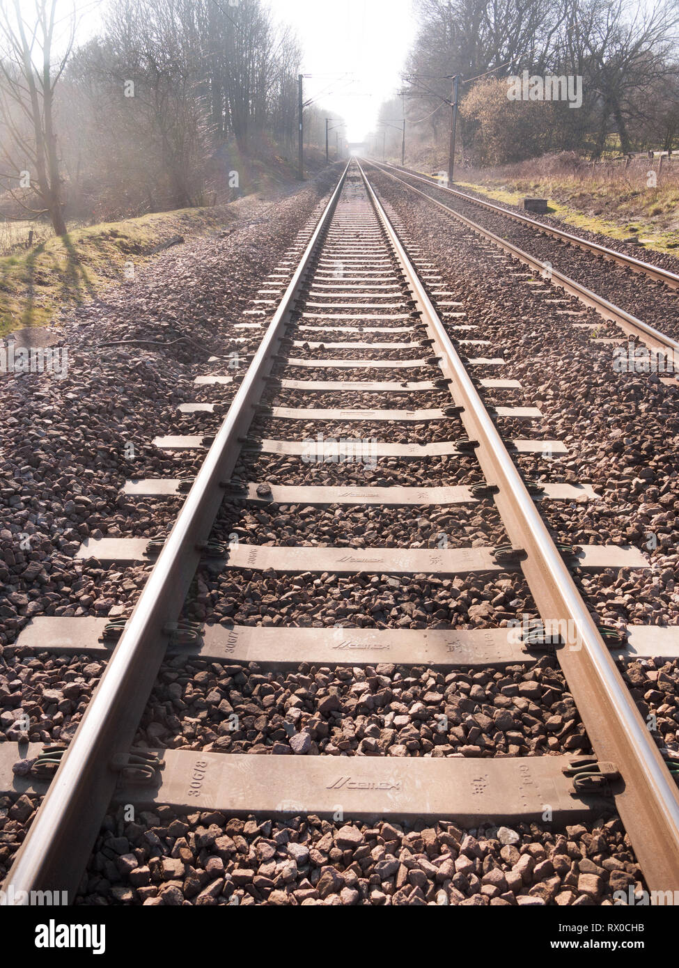 train tracks outside no train way transport line country; essex ...