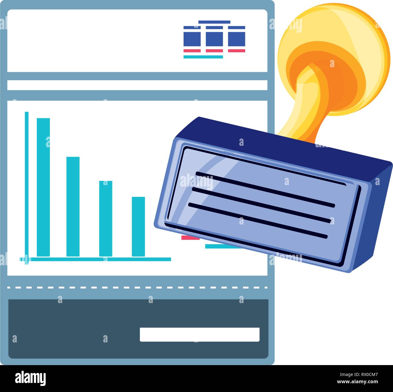 rubber stamp handle with document vector illustration design Stock ...
