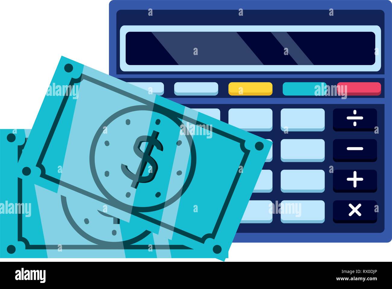 calculator math finance with bills dollar vector illustration design ...