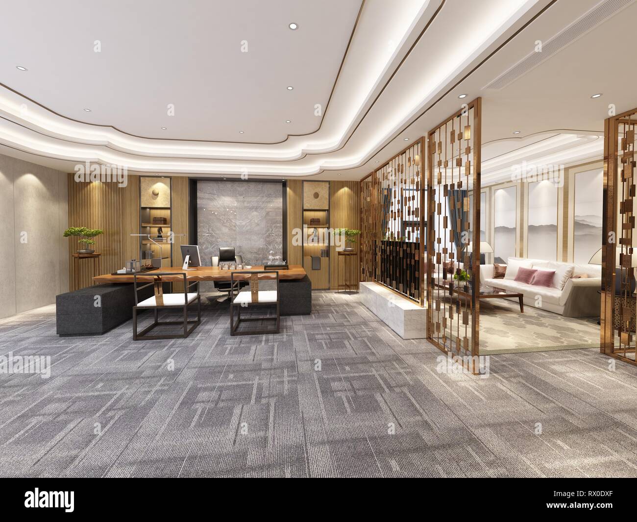 3d render working space Stock Photo - Alamy