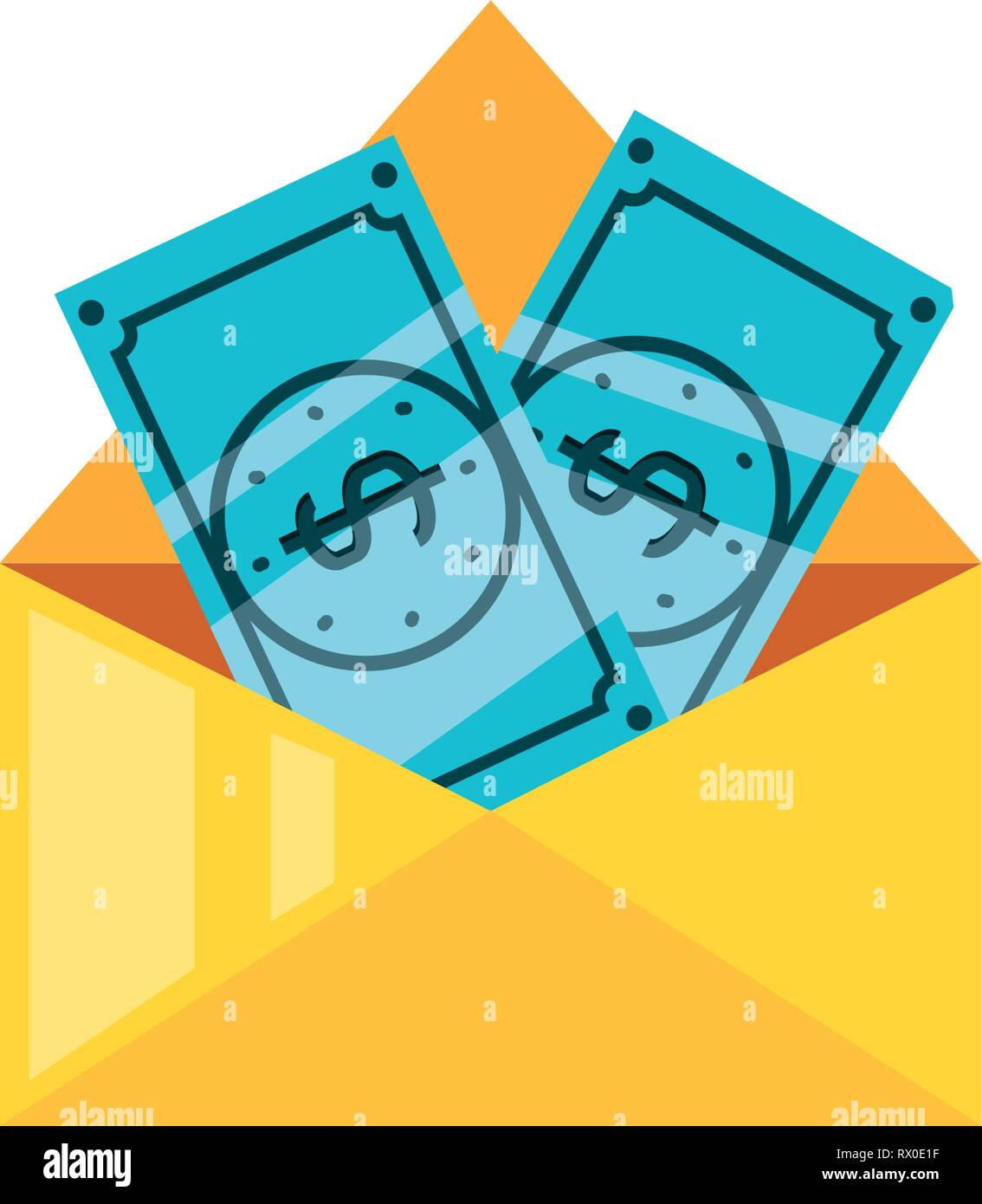 bills dollar money in envelope mail vector illustration design Stock ...