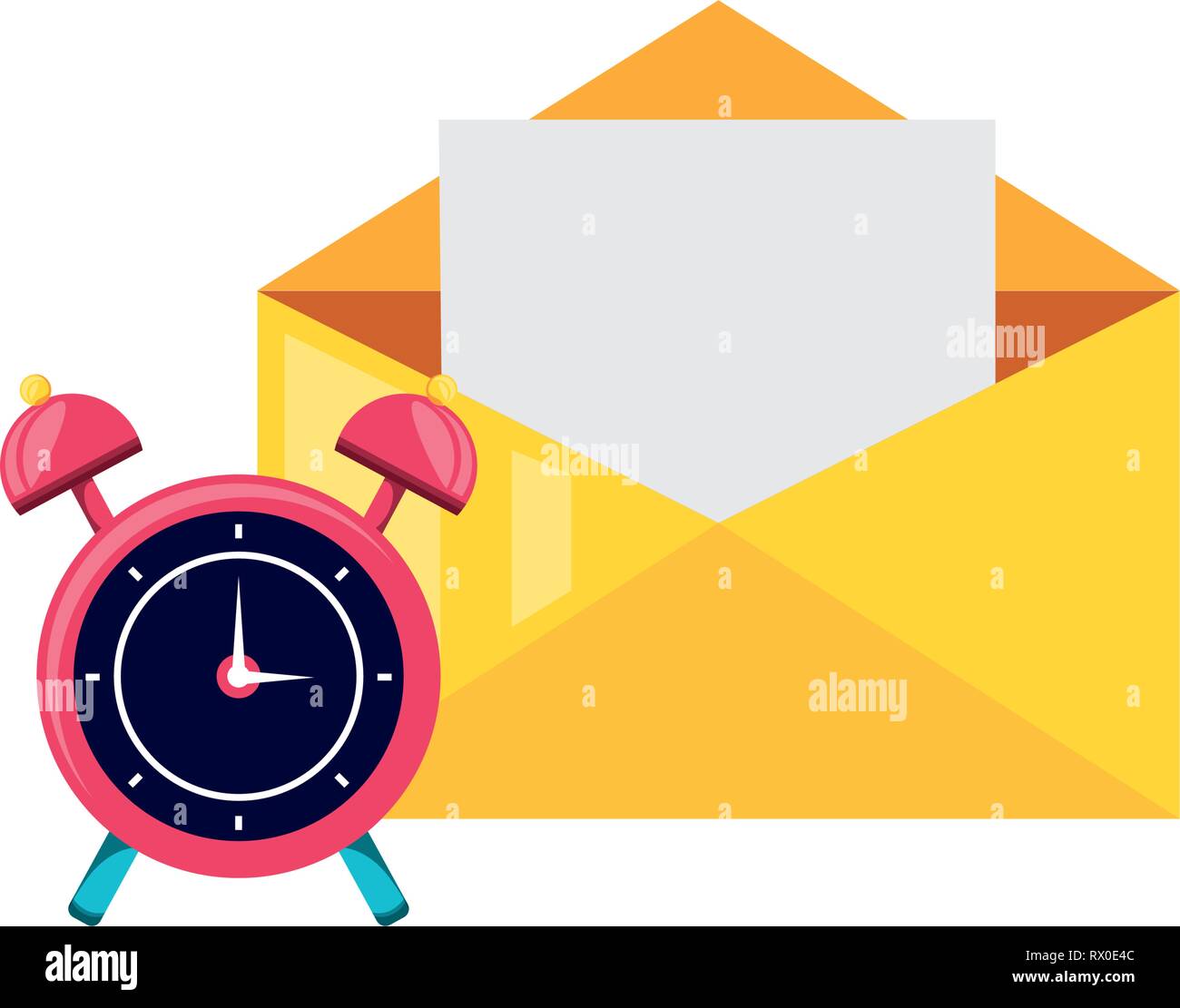 alarm clock with envelope mail vector illustration design Stock Vector ...