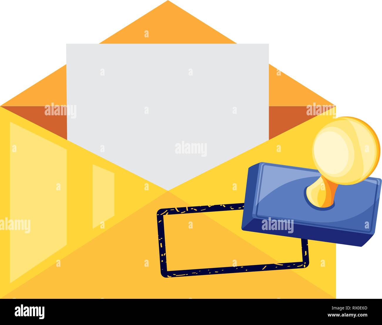 rubber stamp handle with envelope mail vector illustration design Stock ...