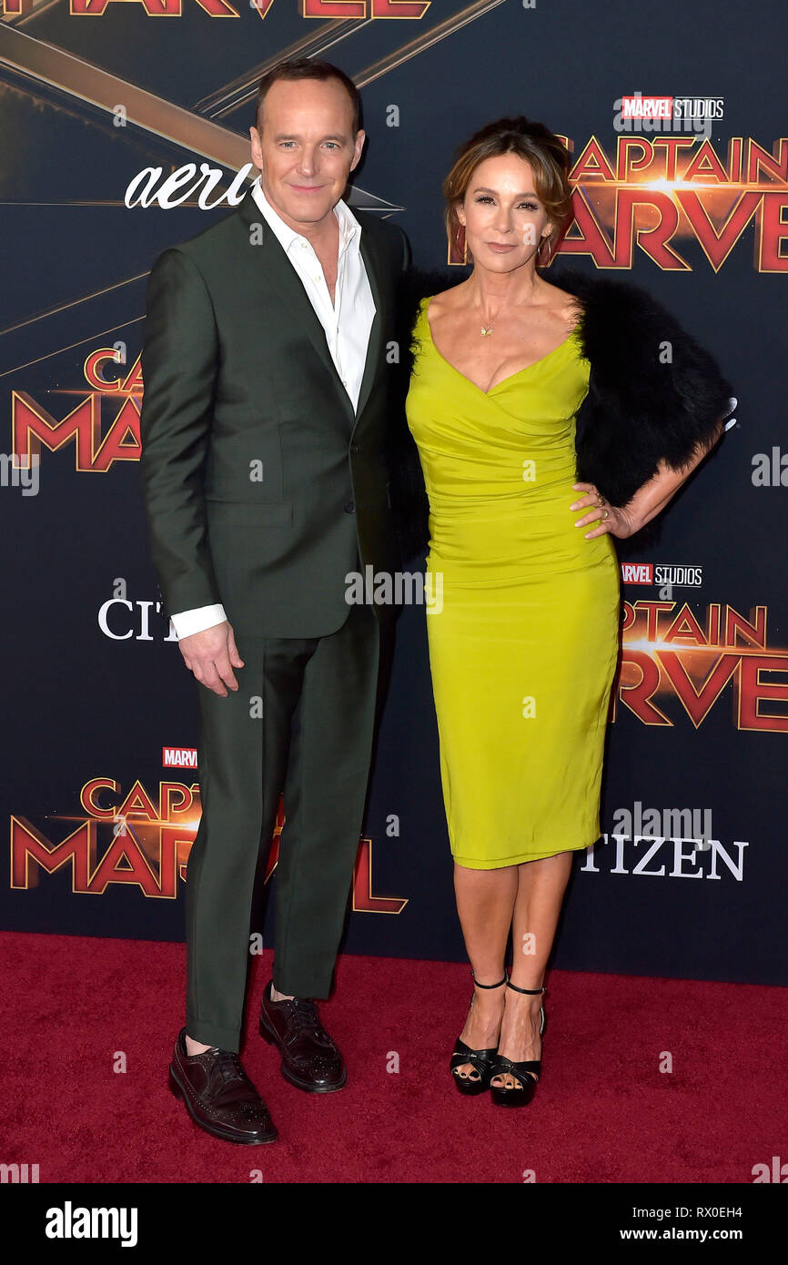 Clark Gregg and his wife Jennifer Grey attending the 'Captain Marvel ...