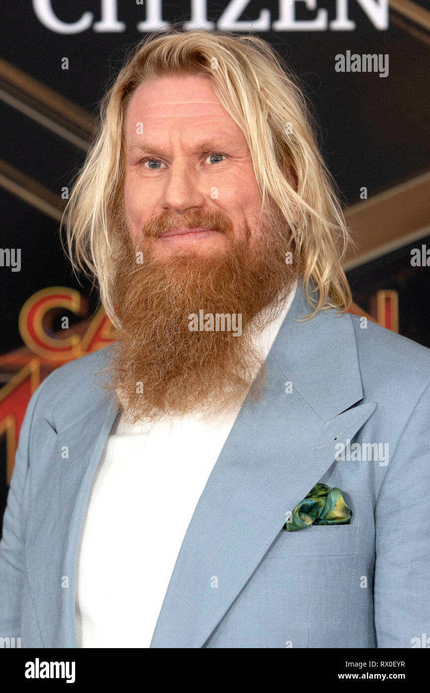 Rune Temte attending the 'Captain Marvel' world premiere at El Captian ...