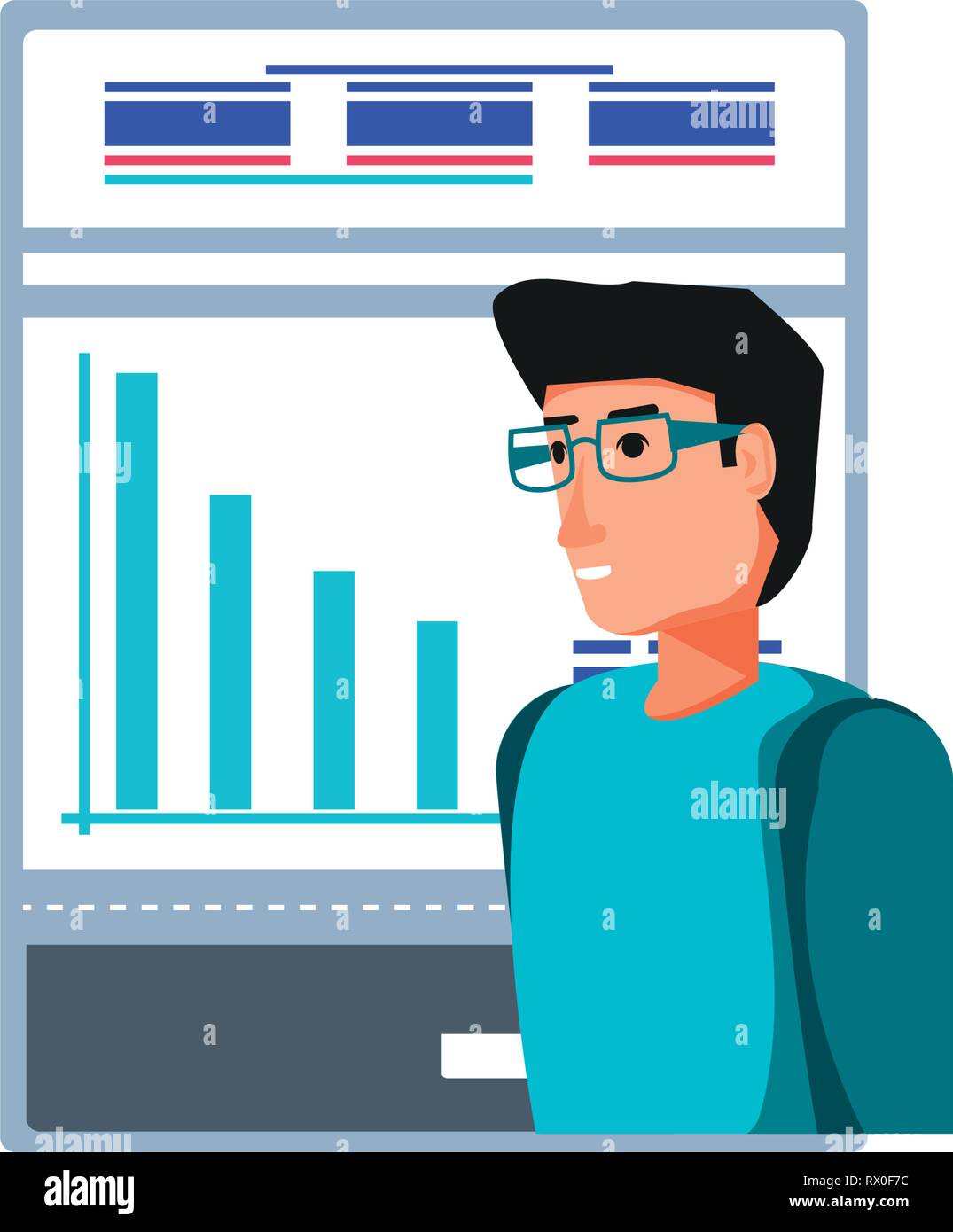 man and document with infographic vector illustration design Stock ...