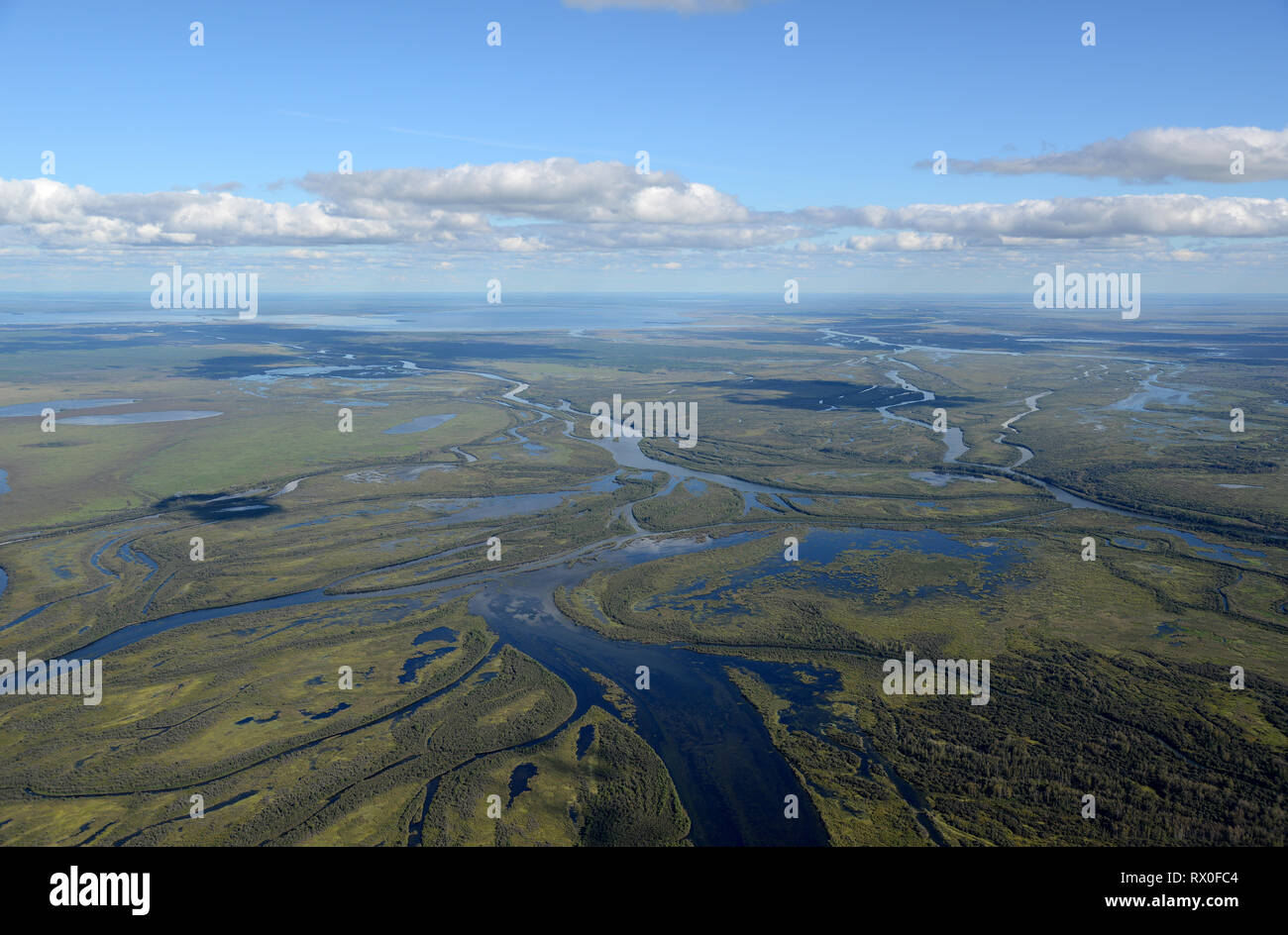 aerial, Cumberland Delta, Cumberland House, Saskatchewan Stock Photo ...