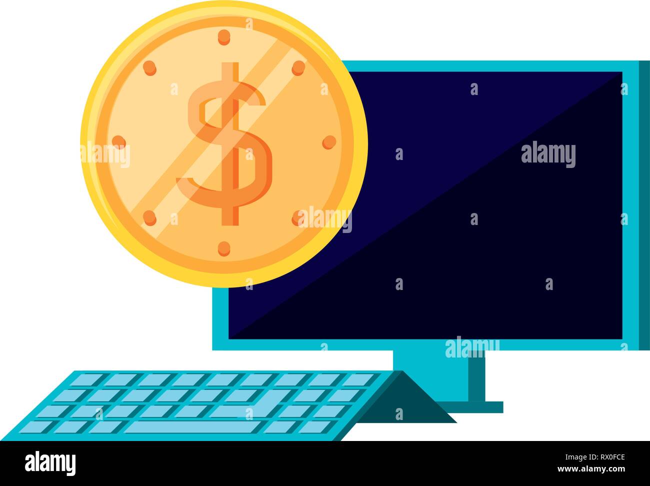 desktop computer with coin money vector illustration design Stock ...