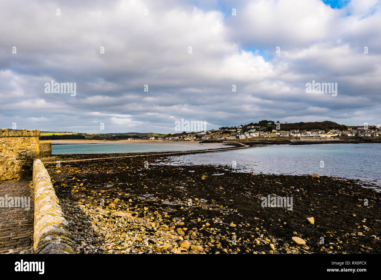 Causeway and Marazion at St Michael's Mount, Cornwall, UK Stock Photo ...