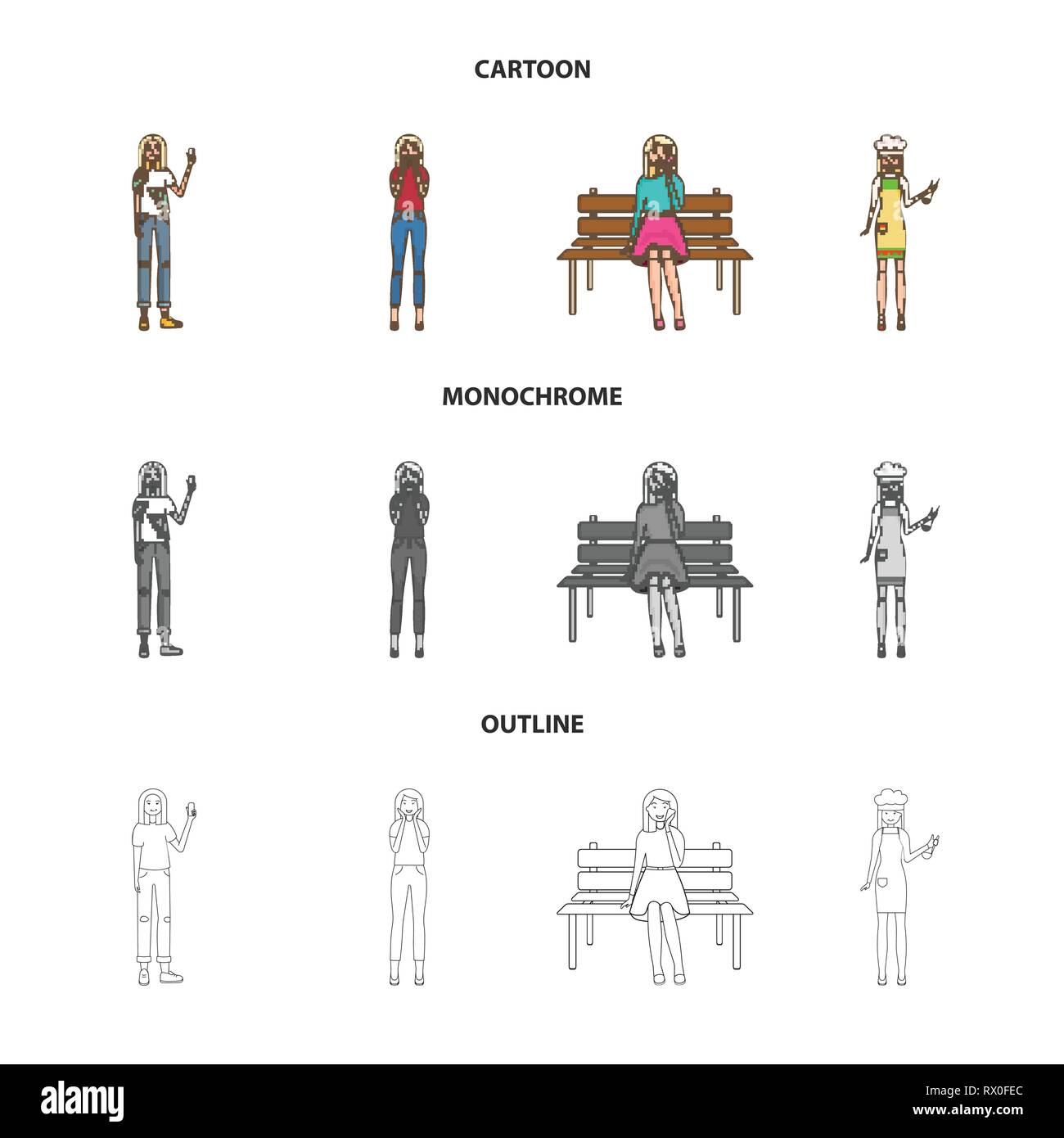 Vector illustration of posture and mood symbol. Collection of posture ...